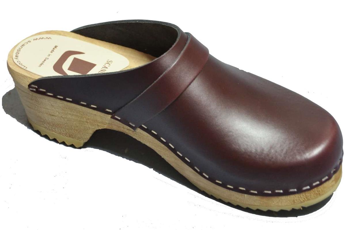 Sabots cuir ciré prune SKANE Toffeln